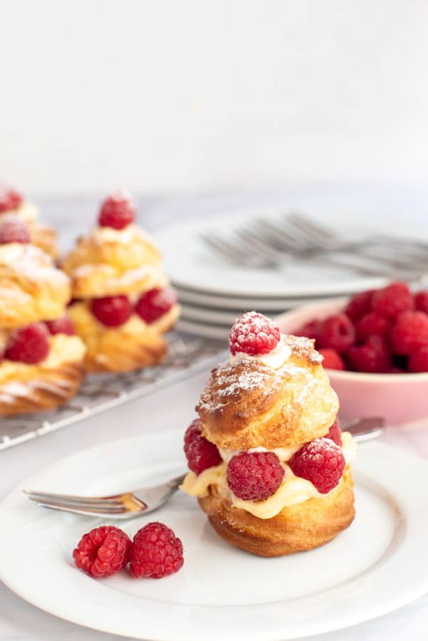 Raspberry Vanilla Custard Profiteroles Recipe - The Gourmet Larder